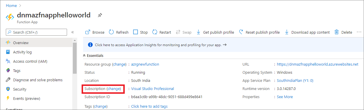 How to change subscription for your Azure Function App - DotNetMirror