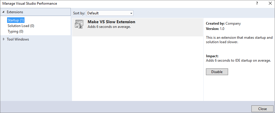 Start Visual Studio 2017 faster using "Manage Visual Studio Performance ...