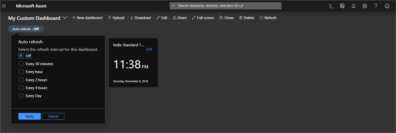 Auto refresh option in Azure Portal Dashboard - DotNetMirror